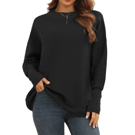 Black M Long Sleeved Sweater Women Autumn Winter Loose Casual Elegant