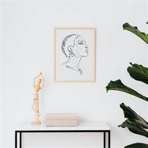 Abstract Female Face Print Printable One Line Drawing Feminine