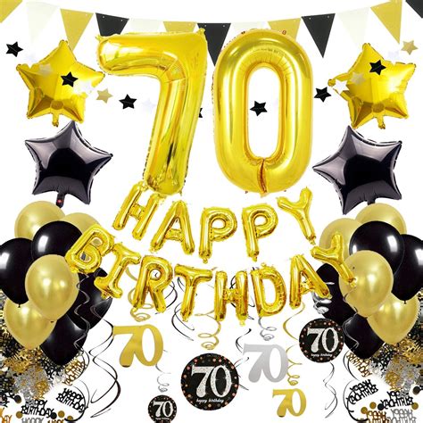 Buy Zerodeco 70th Birthday Decorations Black Gold Happy Birthday