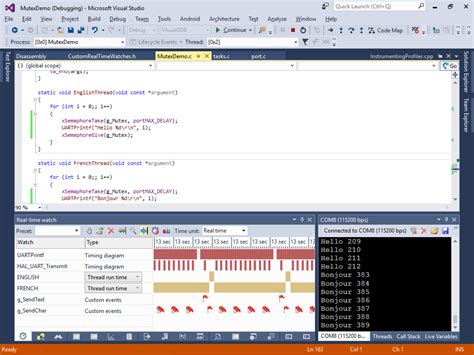 using freertos mutexes to synchronize threads visualgdb