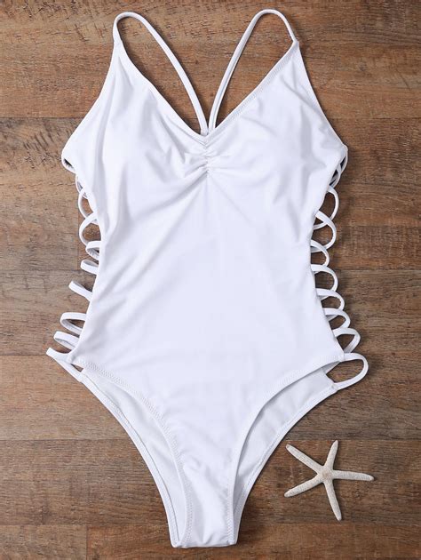 17 49 Cutout High Cut One Piece Swimwear White One Pieces Zaful