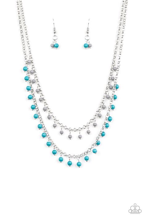 Paparazzi Dainty Distraction Blue Necklace And Earring Set