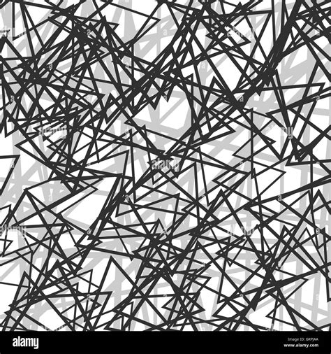 Random Chaotic Lines Abstract Grayscale Texture Pattern Stock Vector