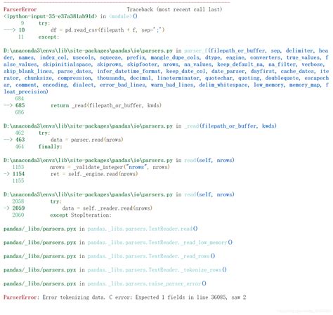parsererror error tokenizing data c error expected 1 fields in line