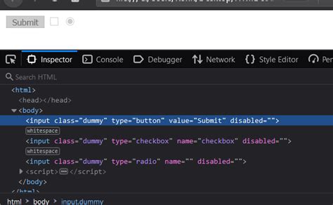 add disabled attribute javascript disable html elements example