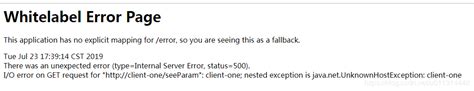 解决：whitelabel error page this application has no explicit mapping for