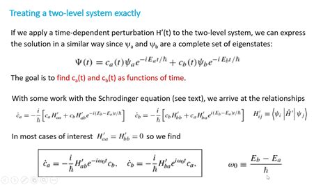 Phys 390 Class 25 Time Dependent Perturbation Theory Youtube