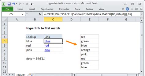 hyperlink to first match excel formula exceljet