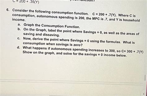 Solved 6 Consider The Following Consumption Function