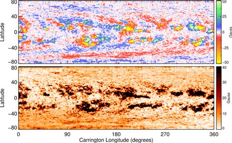 Photospheric Magnetic Flux Density Distribution Top And Corresponding
