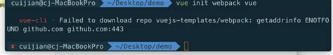 vue cli · failed to download repo vuejs templates webpack getaddrinfo