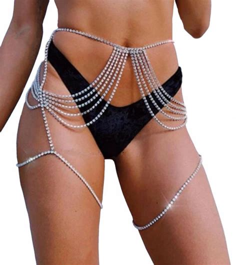Rhinestone Garter Belt Crystal Leg Chain Belly Body Chain Beach
