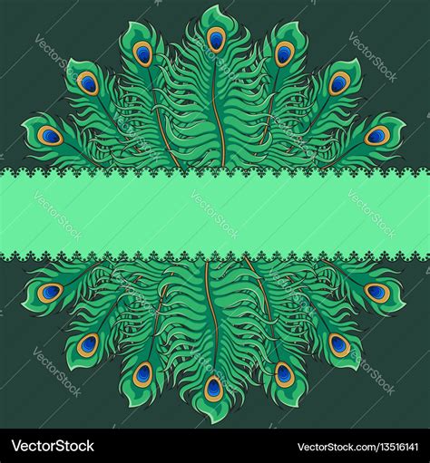 Greeting Card With Peacock Feathers Royalty Free Vector