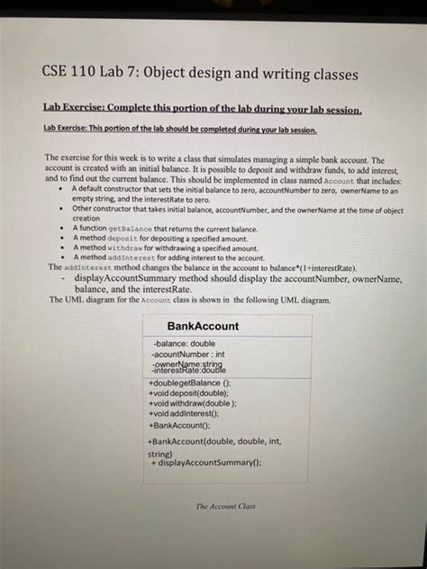 solved cse 110 lab 7 object design writing classes lab ex