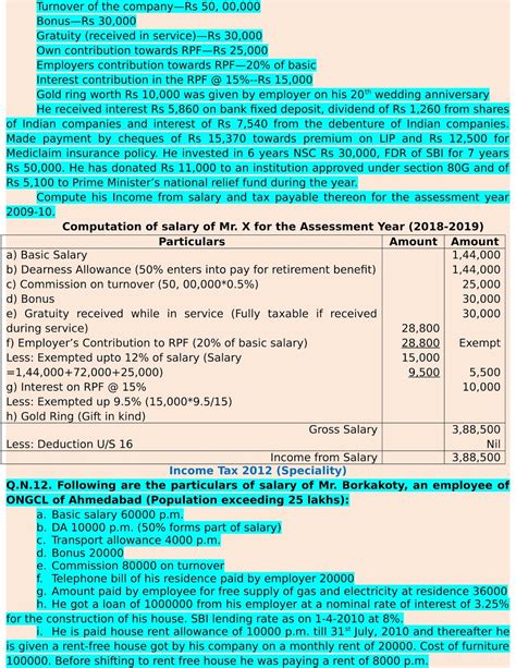 income from salaries solved practical problems of previous exams 2009