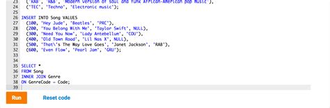 solved the given sql creates genre and song tables and