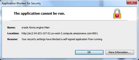 your security settings have blocked a self signed application from