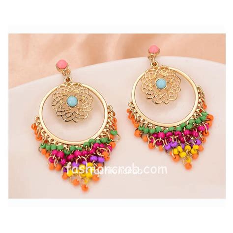 Colorful Rhinestone Drop Earrings For Women