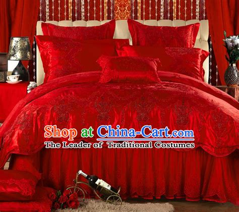 Traditional Asian Chinese Style Wedding Article Jacquard Weave Bedding