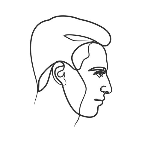 Dessin Au Trait Continu Du Visage De Lhomme Portrait Dhomme Dune