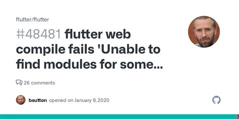 flutter web compile fails unable to find modules for some sources