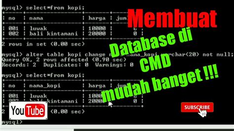membuat database melalui cmd insert input drop delete mysql xampp