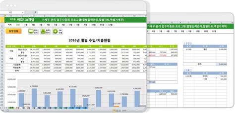 가계부 관리 업무자동화 프로그램 월별입력관리 월별차트 엑셀가계부 비즈폼 샘플 양식 다운로드