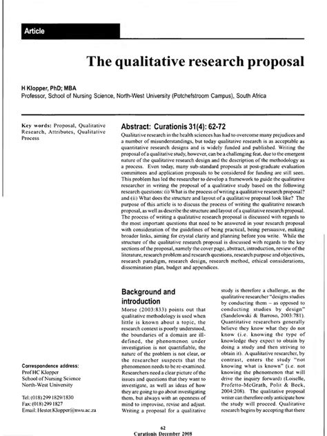 The Qualitative Research Proposal Qualitative Research Theory
