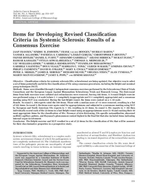 Pdf Items For Developing Revised Classification Criteria In Systemic