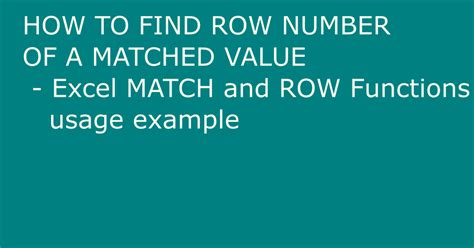 how to return the row number of a matched value in excel