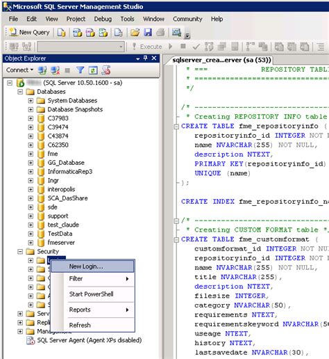 database configuration microsoft sql server