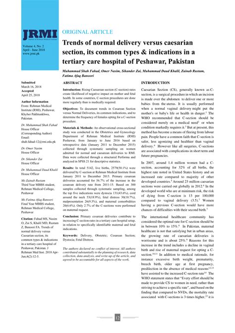 Pdf Trends Of Normal Delivery Versus Caesarian Section Its Common