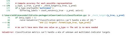 valueerror classification metrics can t handle a mix of multiclass