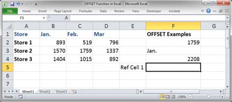 offset function in excel