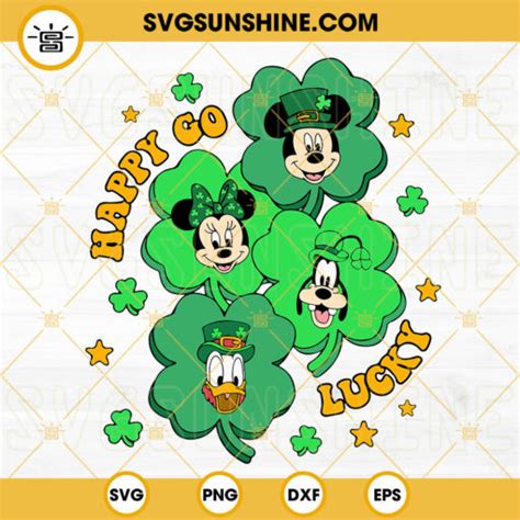 Happy Go Lucky Svg Shamrock Mouse Svg St Patricks Day Mickey And