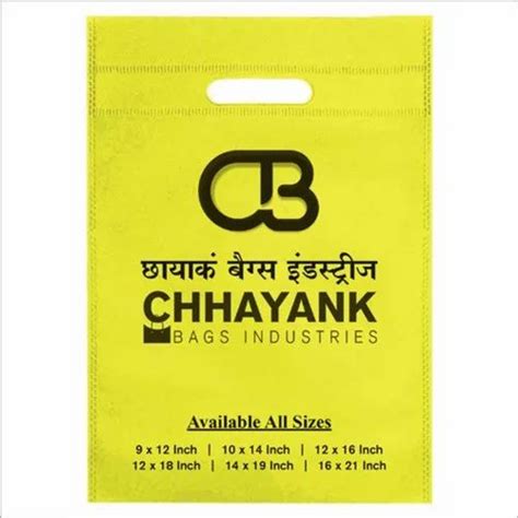Yellow Handle Type D Cut Printed Non Woven Carry Bags For Shopping