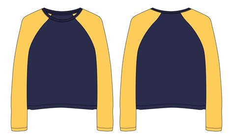 Relax Fit Long Sleeve T Shirt Overall Technical Fashion Flat Sketch