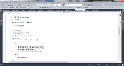 creating mvc application and perform crud operations using
