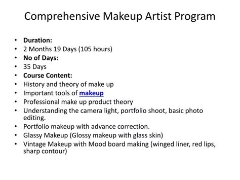 Ppt Comprehensive Makeup Artist Program Powerpoint Presentation Free