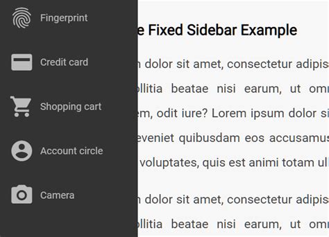 css only responsive fixed sidebar navigation css script