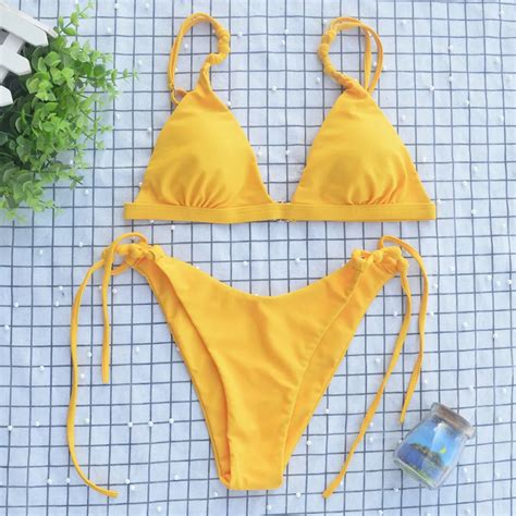 Ties Bikini Set Push Up Biquinis Women Swimwear Summer Swimsuit