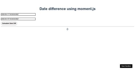 date difference using moment js codesandbox