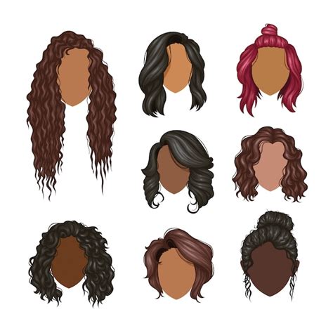 Premium Vector Set Of Variety Women Hairstyles