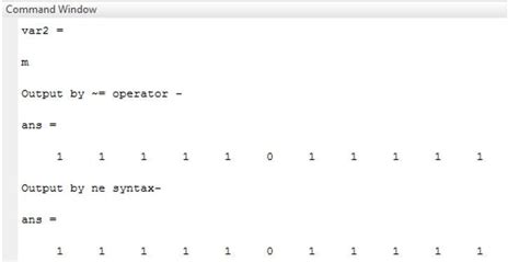 matlab not equal how not equal operator work in matlab with examples