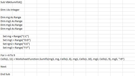 excel sumifs with vba stack overflow