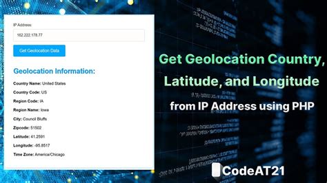 get geolocation country latitude and longitude from ip address using