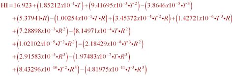 Heat Index Formula