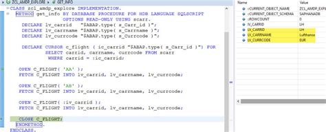 hana sql cursor sapcodes