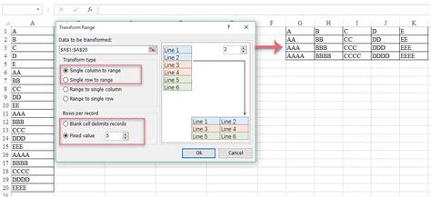 how to transpose convert a single column to multiple columns in excel