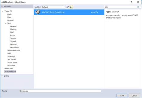 sql azure with entity framework